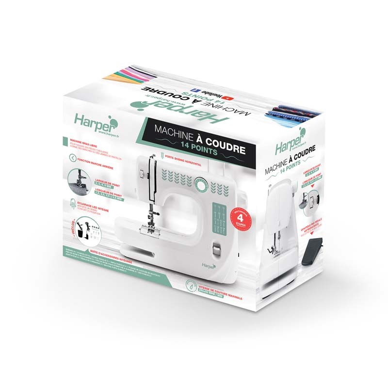 MACHINE A COUDRE 14 POINTS ET BOUTONNIERE A 4 ETAPES MAC214 DE HARPER